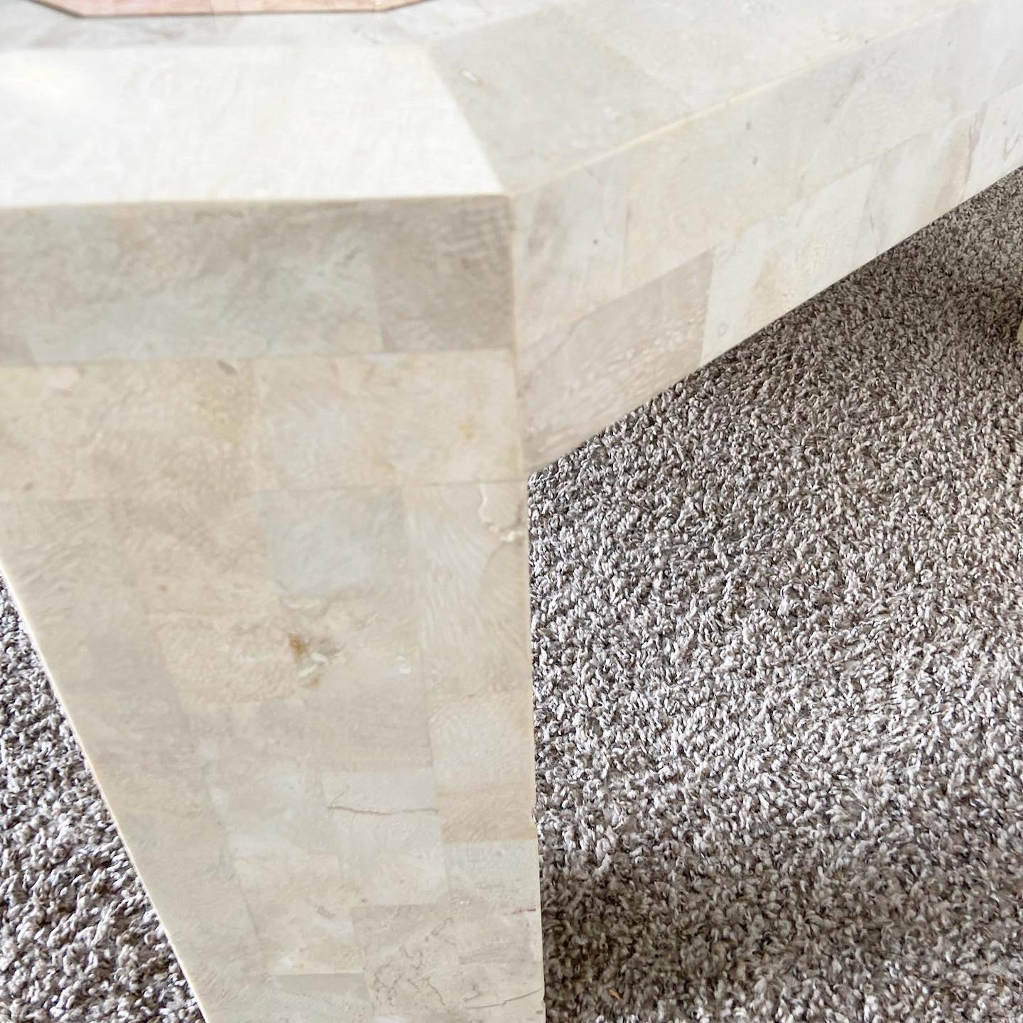 Postmodern Pink and Beige Tessellated Stone Coffee Table For Sale at ...