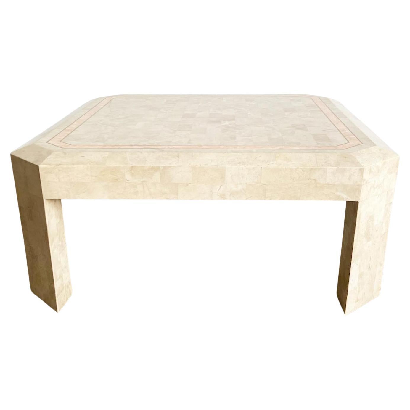 Postmodern Tessellated Stone Triangular Coffee Table For Sale at 1stDibs