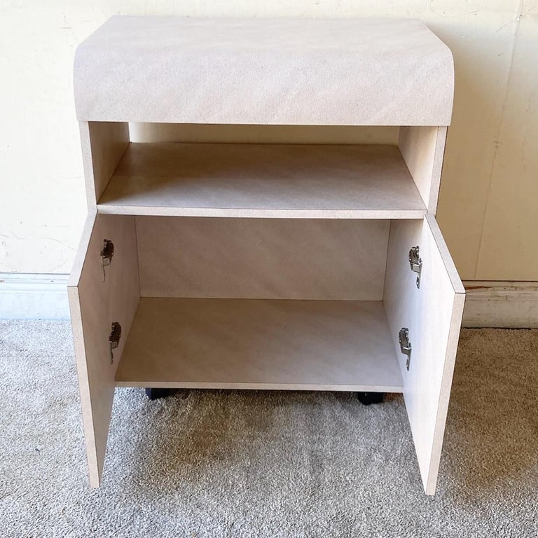 Postmodern Pink and Lavender Wash Laminate Cabinet on Casters For Sale ...