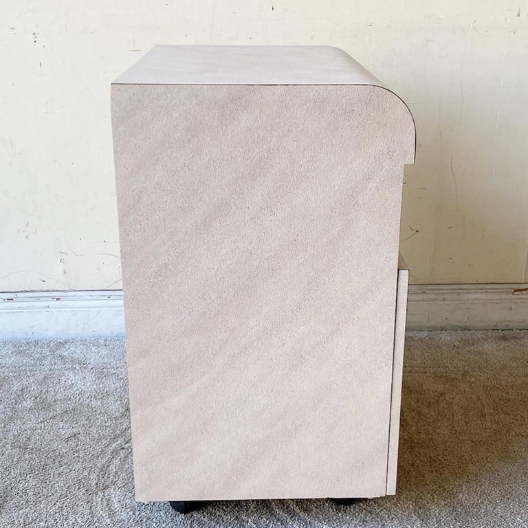 Postmodern Pink and Lavender Wash Laminate Cabinet on Casters For Sale ...