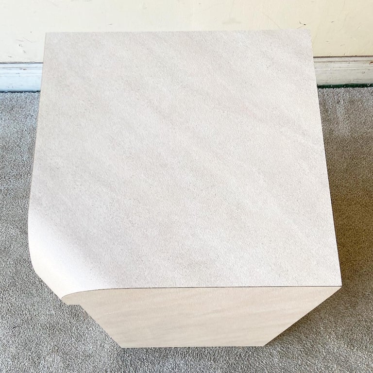 Postmodern Pink and Lavender Wash Laminate Waterfall Corner Table For ...
