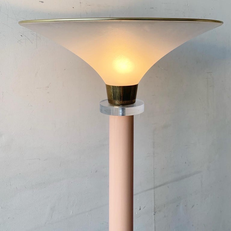 Postmodern Pink and Lucite Dimmable Floor Lamp Torchiere For Sale at ...