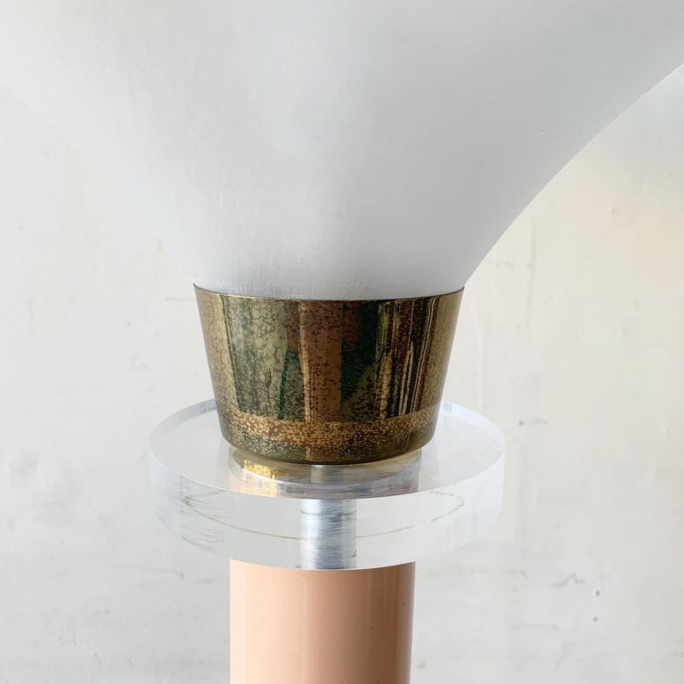 Postmodern Pink and Lucite Dimmable Floor Lamp Torchiere For Sale at ...