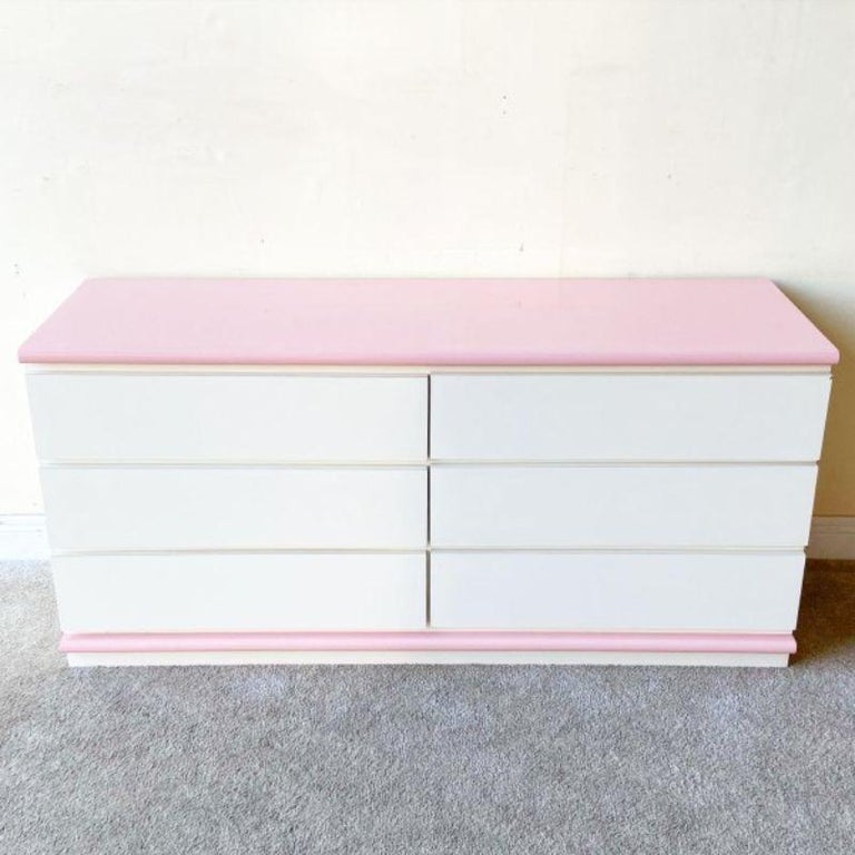 Postmodern Pink and White Lacquer Laminate Dresser, 1980s For Sale at ...