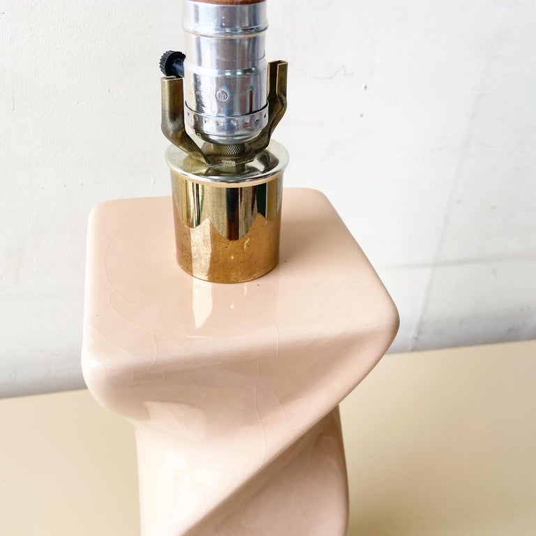 Postmodern Pink Ceramic and Lucite Swirled Table Lamp For Sale at 1stDibs