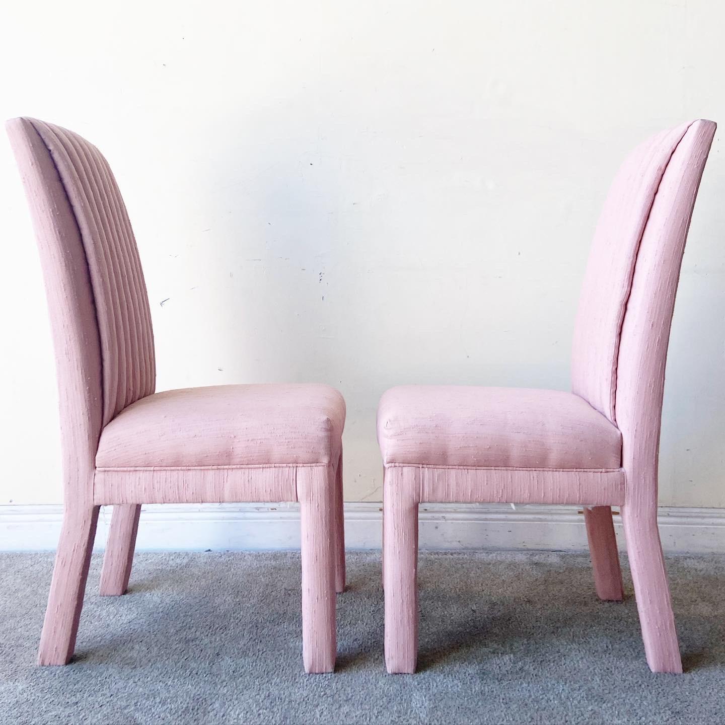 Postmodern Pink Channel Back Parsons Dining Chairs - Set of 4 For Sale ...