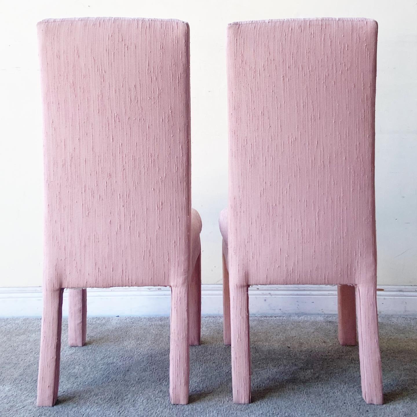 Postmodern Pink Channel Back Parsons Dining Chairs - Set of 4 For Sale ...