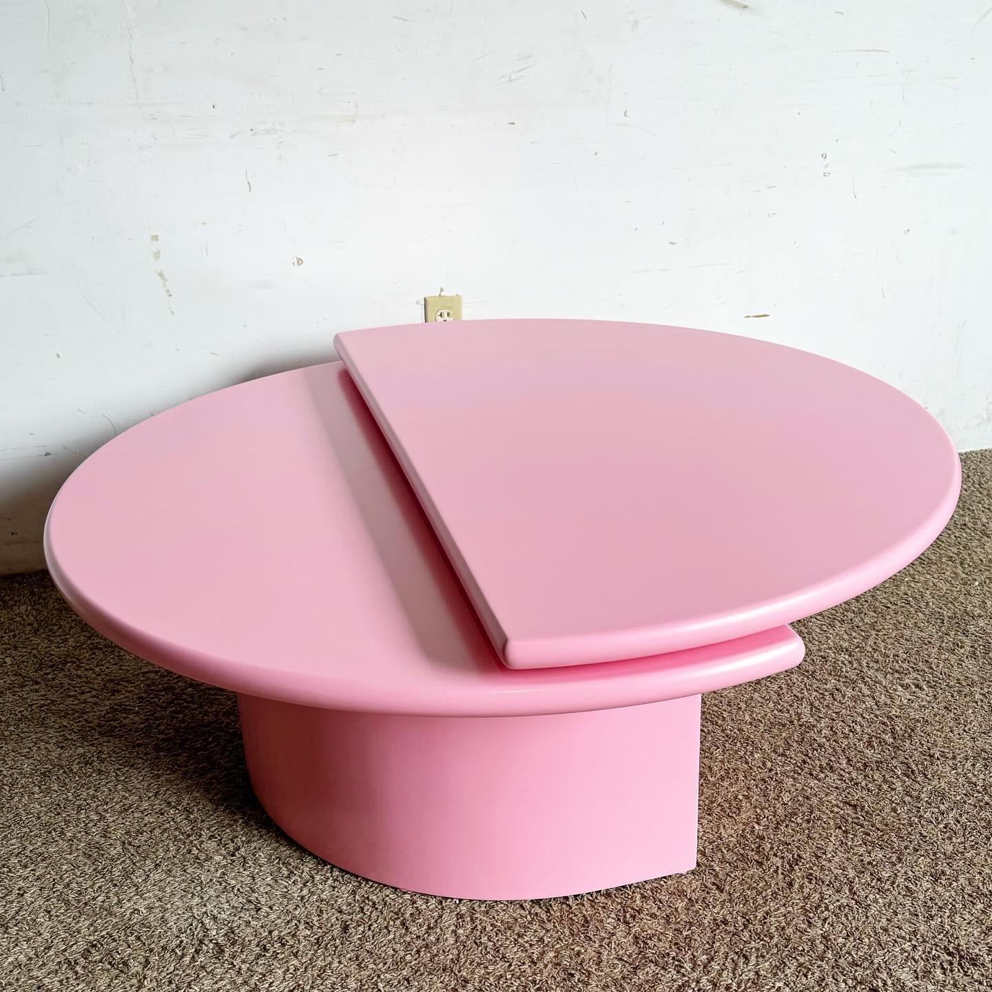 Postmodern Pink Hemi Circular Swivel Top Coffee Table For Sale at 1stDibs