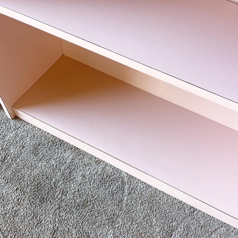 Postmodern Pink Lacquer Laminate Bookshelves, Pair For Sale at 1stDibs