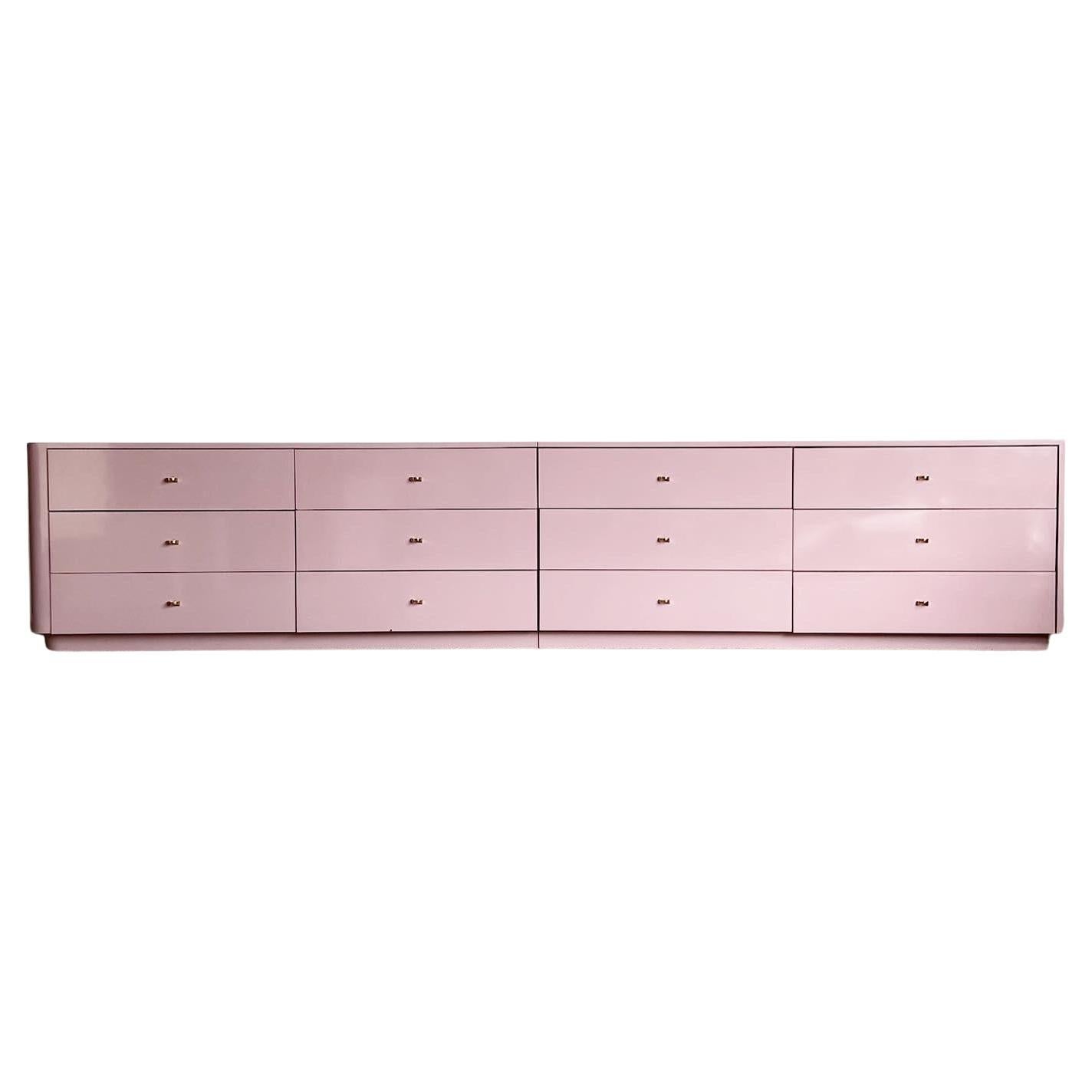 Postmodern Pink Lacquer Laminate Dresser Set - 12 Drawers For Sale at ...