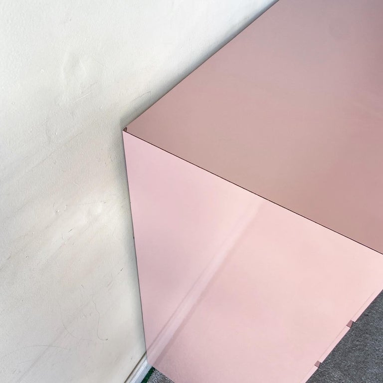 Postmodern Pink Lacquer Laminate Highboy Dresser For Sale at 1stDibs