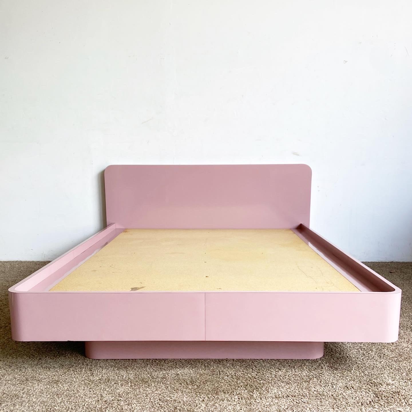 Postmodern Pink Lacquer Laminate Queen Platform Bed For Sale at 1stDibs