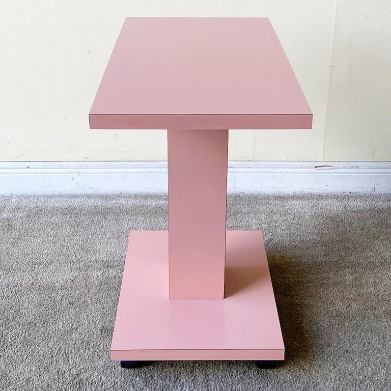 Postmodern Pink Lacquer Laminate Rolling Side Table at 1stDibs | pink ...
