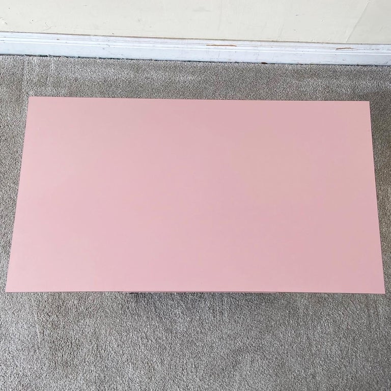 Postmodern Pink Lacquer Laminate Rolling Side Table at 1stDibs | pink ...