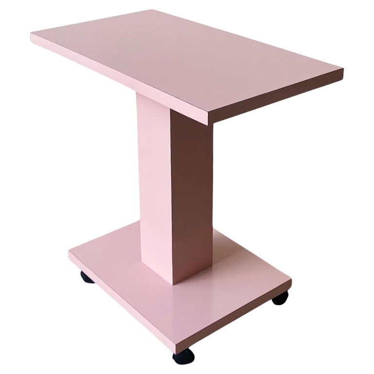 Postmodern Pink Lacquer Laminate Rolling Side Table at 1stDibs | pink ...