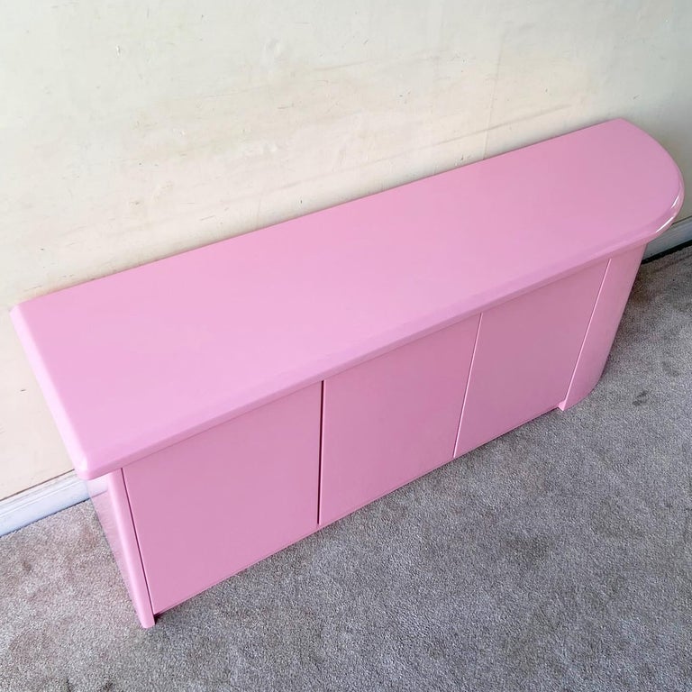 Postmodern Pink Lacquered Credenza For Sale at 1stDibs