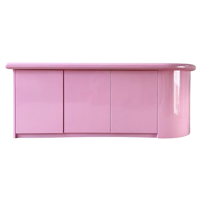 Postmodern Pink Lacquered Credenza For Sale at 1stDibs