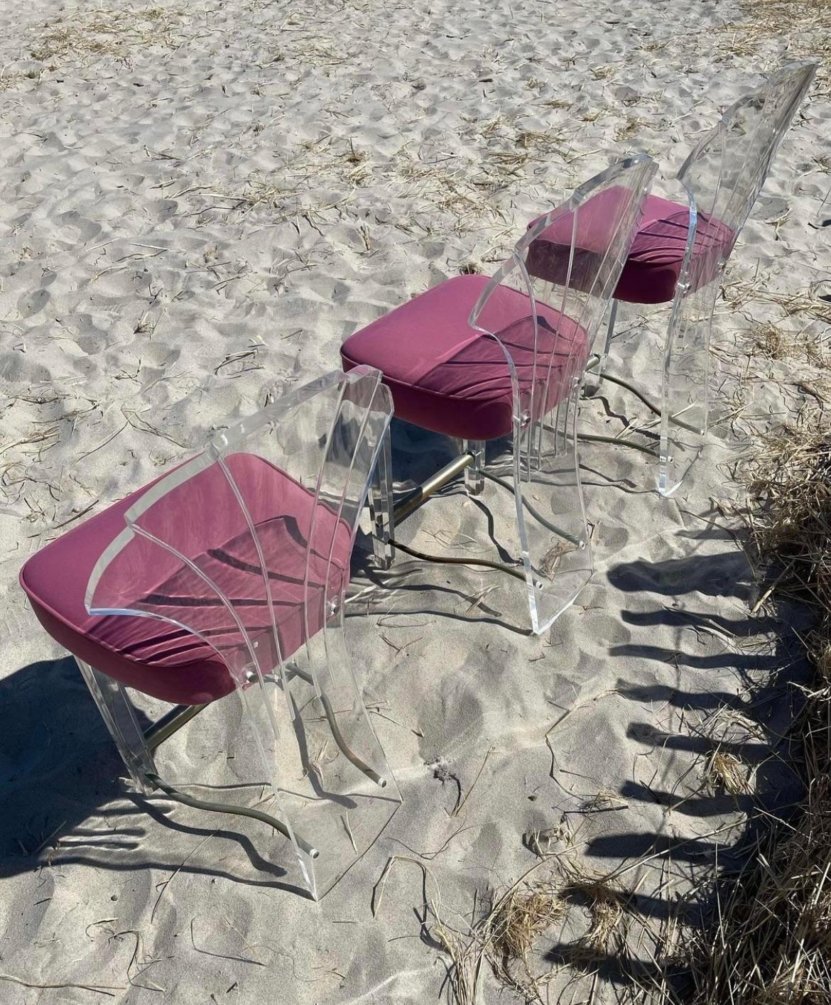 Postmodern Pink Lucite Shell Bar Stools by Hill Manufacturing Co. For ...