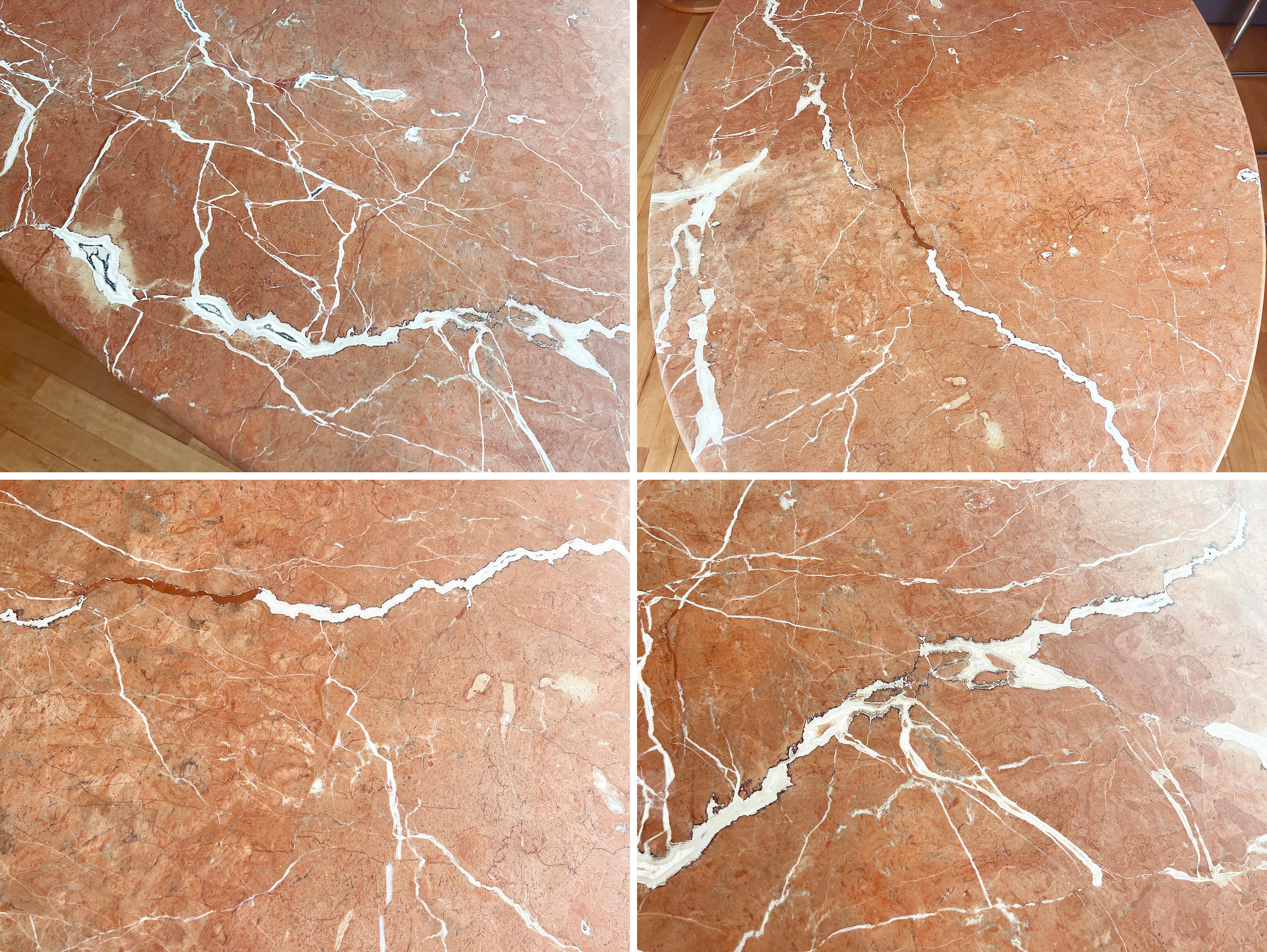 Postmodern Pink / White Italian Solid Marble Oval Dining Table, Italy ...