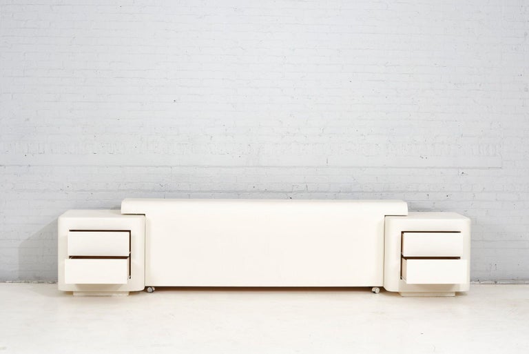 Postmodern Plaster Headboard w/Nightstands, 1970 For Sale at 1stDibs