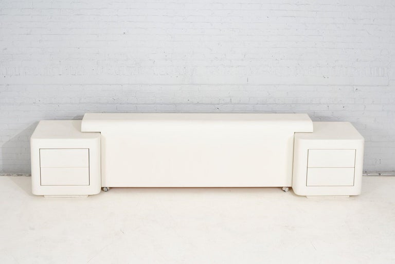 Postmodern Plaster Headboard w/Nightstands, 1970 For Sale at 1stDibs