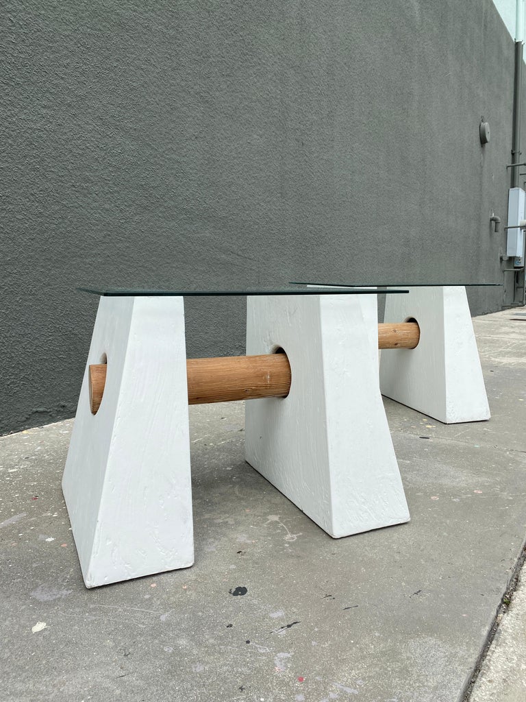 Postmodern Plastered Side Tables, Set of 2 at 1stDibs