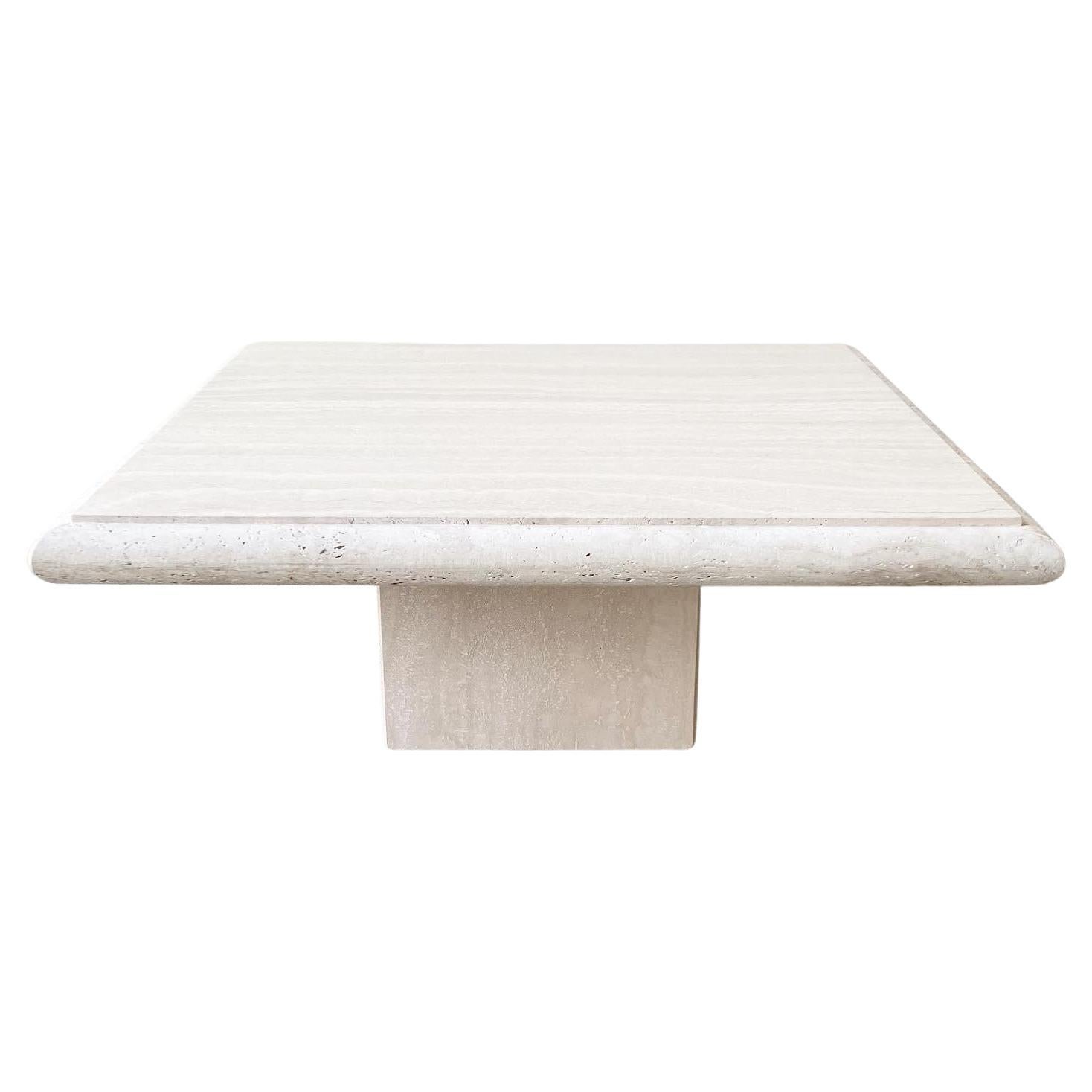 Live Edge Rectangular Travertine Top Coffee Table at 1stDibs