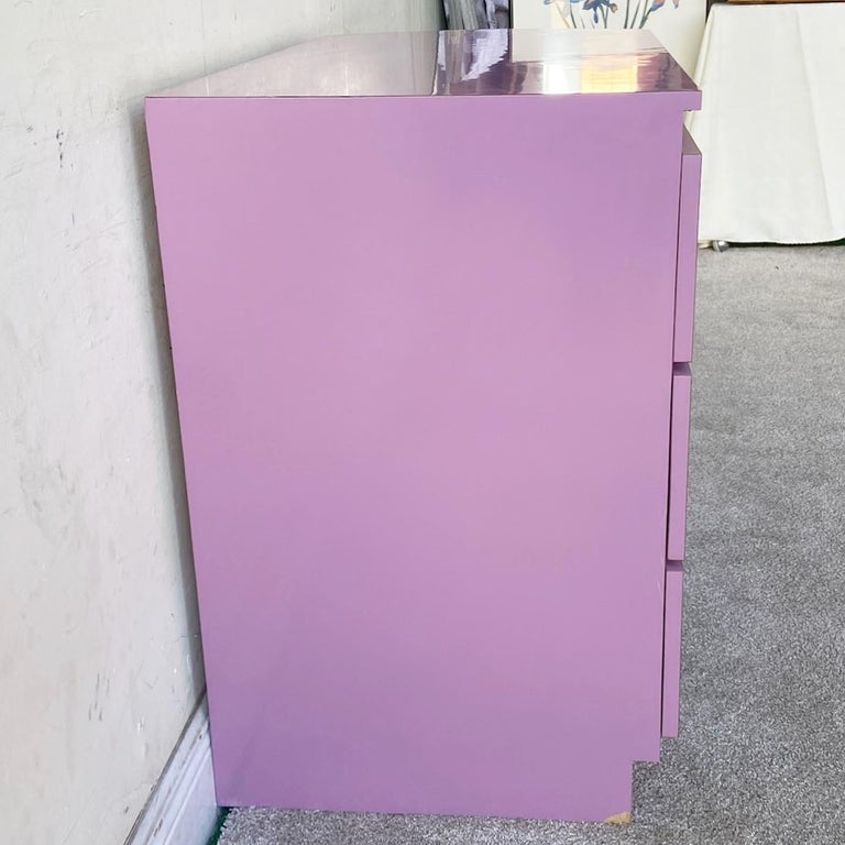 Postmodern Purple Lacquer Laminate Chest of Drawers For Sale at 1stDibs