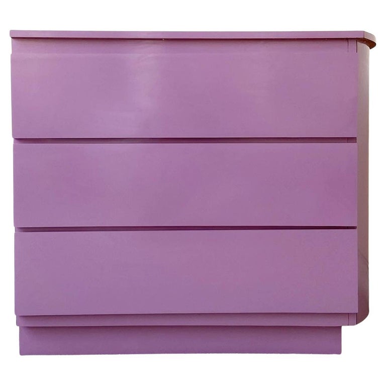 Postmodern Purple Lacquer Laminate Chest of Drawers For Sale at 1stDibs