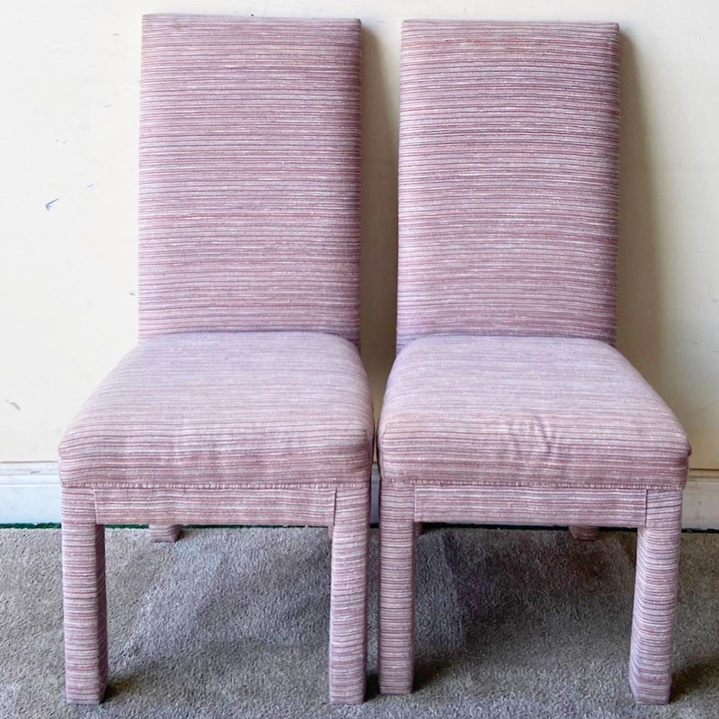 Postmodern Purple Parsons Dining Chairs - 6 Chairs For Sale at 1stDibs