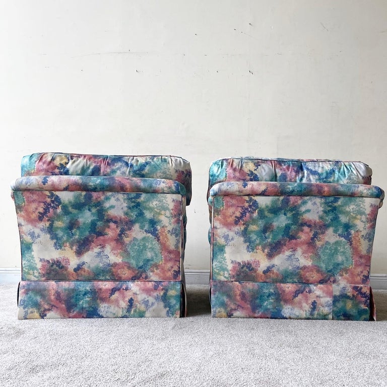 Postmodern Rainbow Brushed Fabric Swivel Rocking Chairs by Kravet For ...
