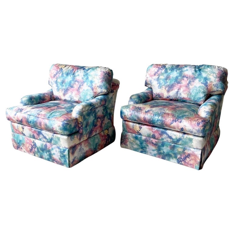 Postmodern Rainbow Brushed Fabric Swivel Rocking Chairs by Kravet For ...