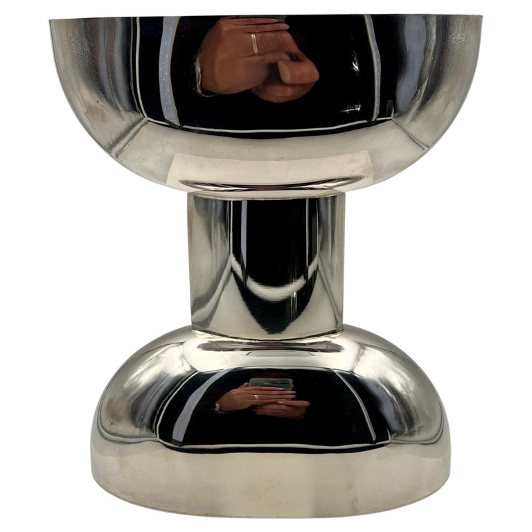 Postmodern Rare Polished Stainless and Silver plated Vase by Lino ...