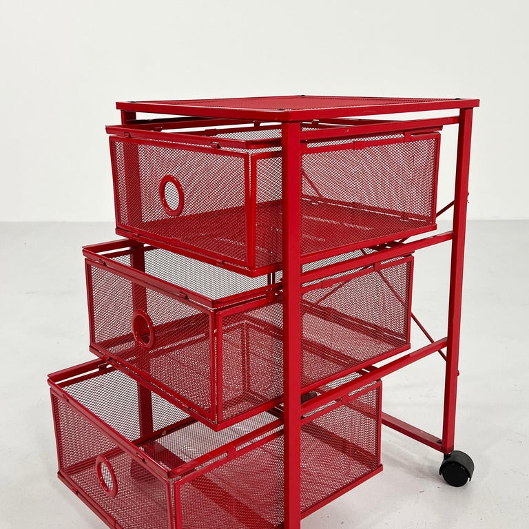 Postmodern Red Metal Chest of Drawers, 1980s For Sale at 1stDibs