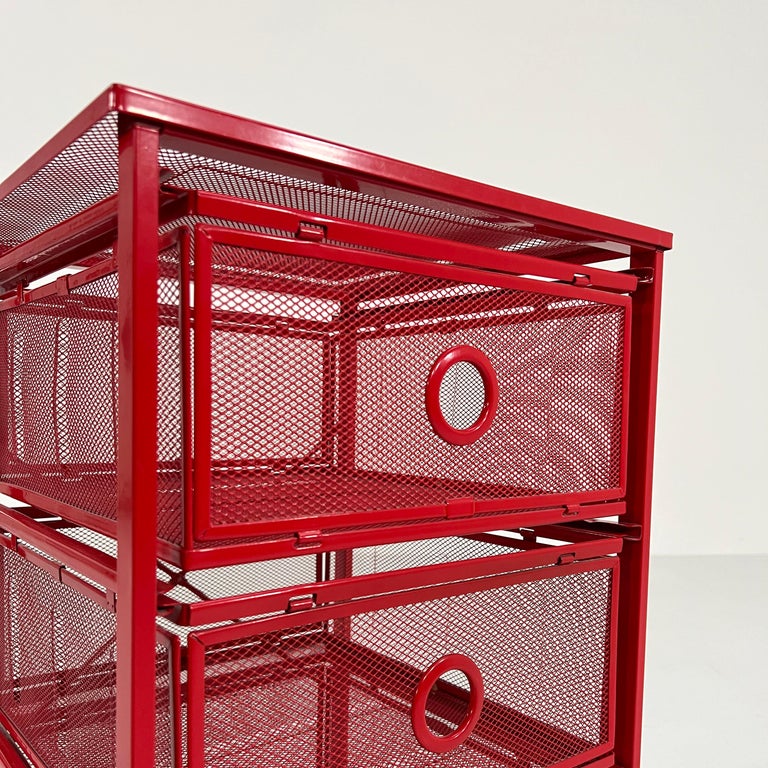Postmodern Red Metal Chest of Drawers, 1980s For Sale at 1stDibs