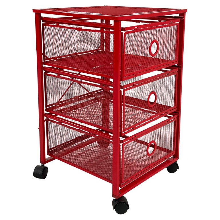 Postmodern Red Metal Chest of Drawers, 1980s For Sale at 1stDibs