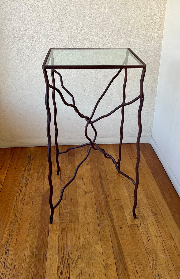 Postmodern Rusted Iron Abstract Brutalist Pedestal Tall Table with ...