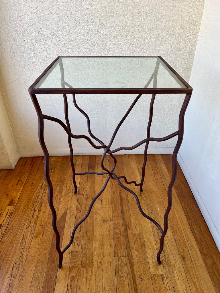 Postmodern Rusted Iron Abstract Brutalist Pedestal Tall Table with ...