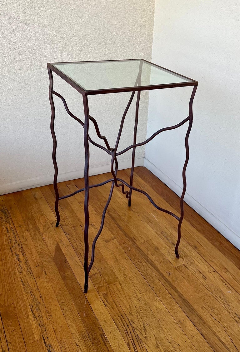 Postmodern Rusted Iron Abstract Brutalist Pedestal Tall Table with ...