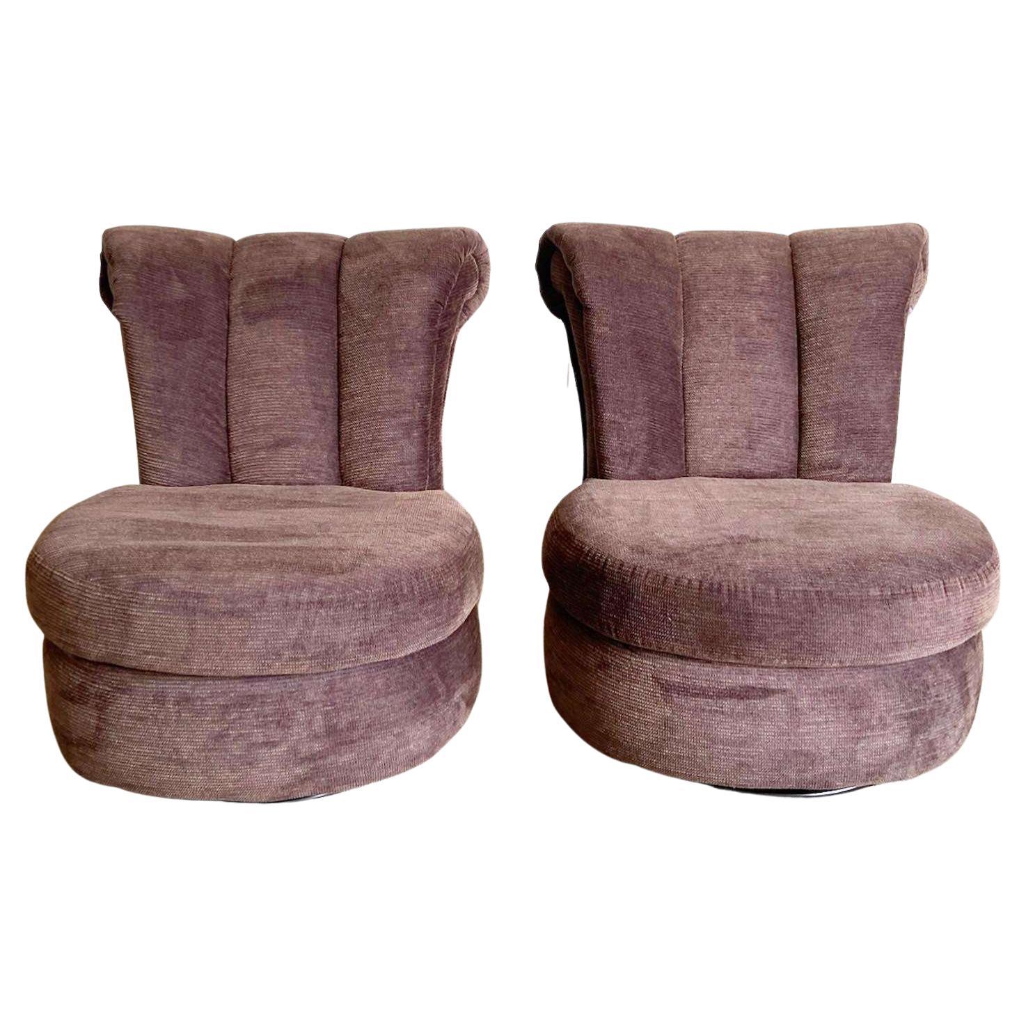 Postmodern Parrot and Foliage Swivel Chairs - a Pair For Sale at 1stDibs