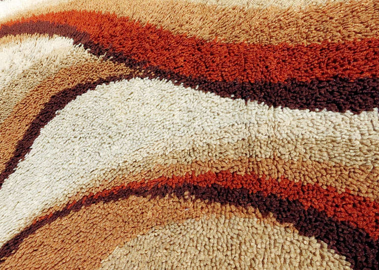 Postmodern Shag Rug with Abstract Design, circa 1970 For Sale at 1stDibs