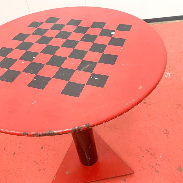 Postmodern Side Table in Enamelled Steel on Triangular Base -European ...