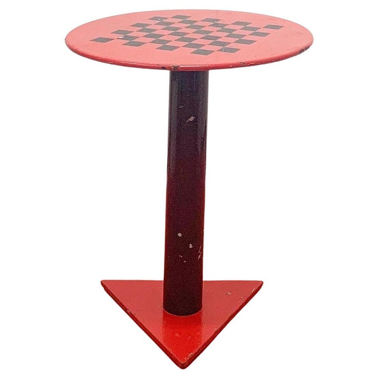 Postmodern Side Table in Enamelled Steel on Triangular Base -European ...