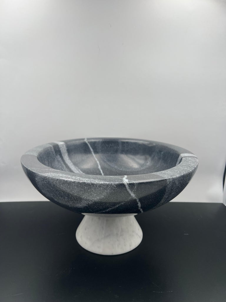 Postmodern Solid Marble Massive Italian Footed Compote Bowl For Sale at ...
