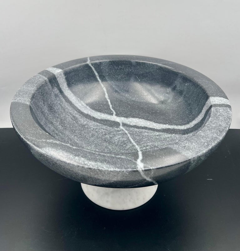 Postmodern Solid Marble Massive Italian Footed Compote Bowl For Sale at ...