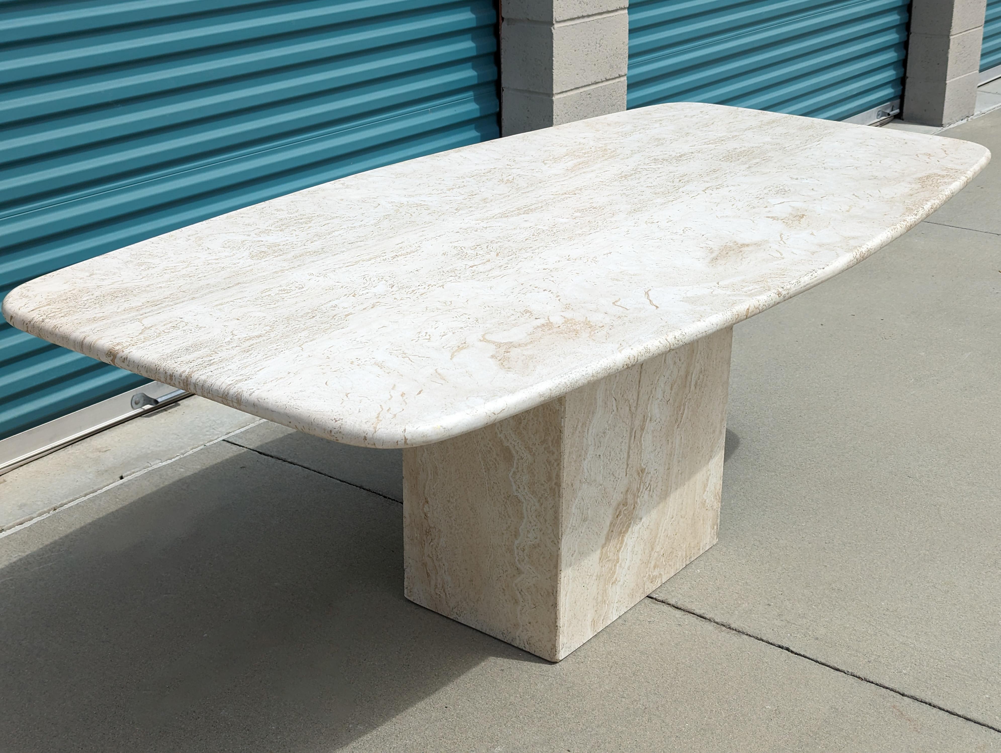 Postmodern Solid Travertine Dining Table by Stone International, c1970s ...
