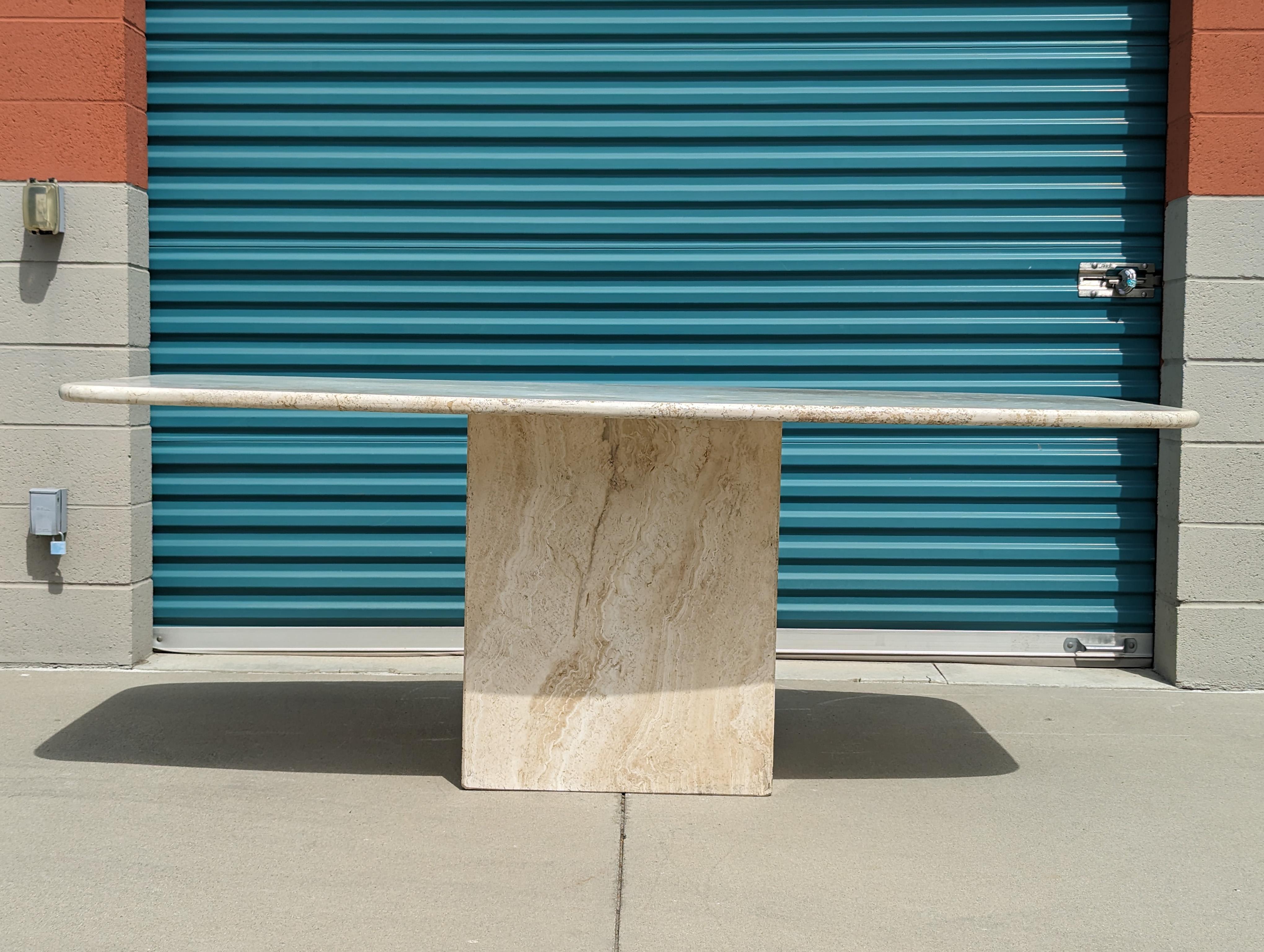 Postmodern Solid Travertine Dining Table by Stone International, c1970s ...