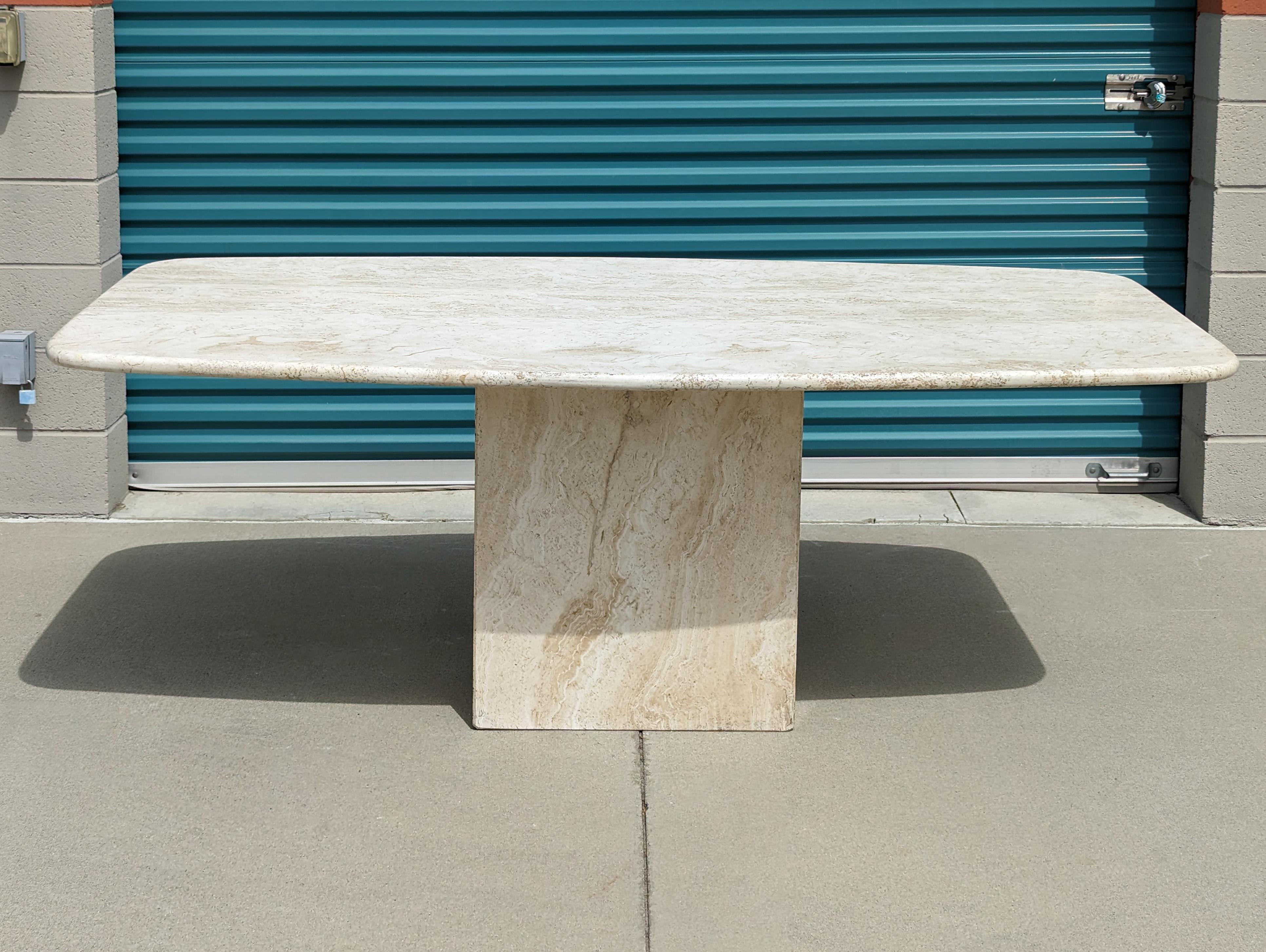 Postmodern Solid Travertine Dining Table by Stone International, c1970s ...
