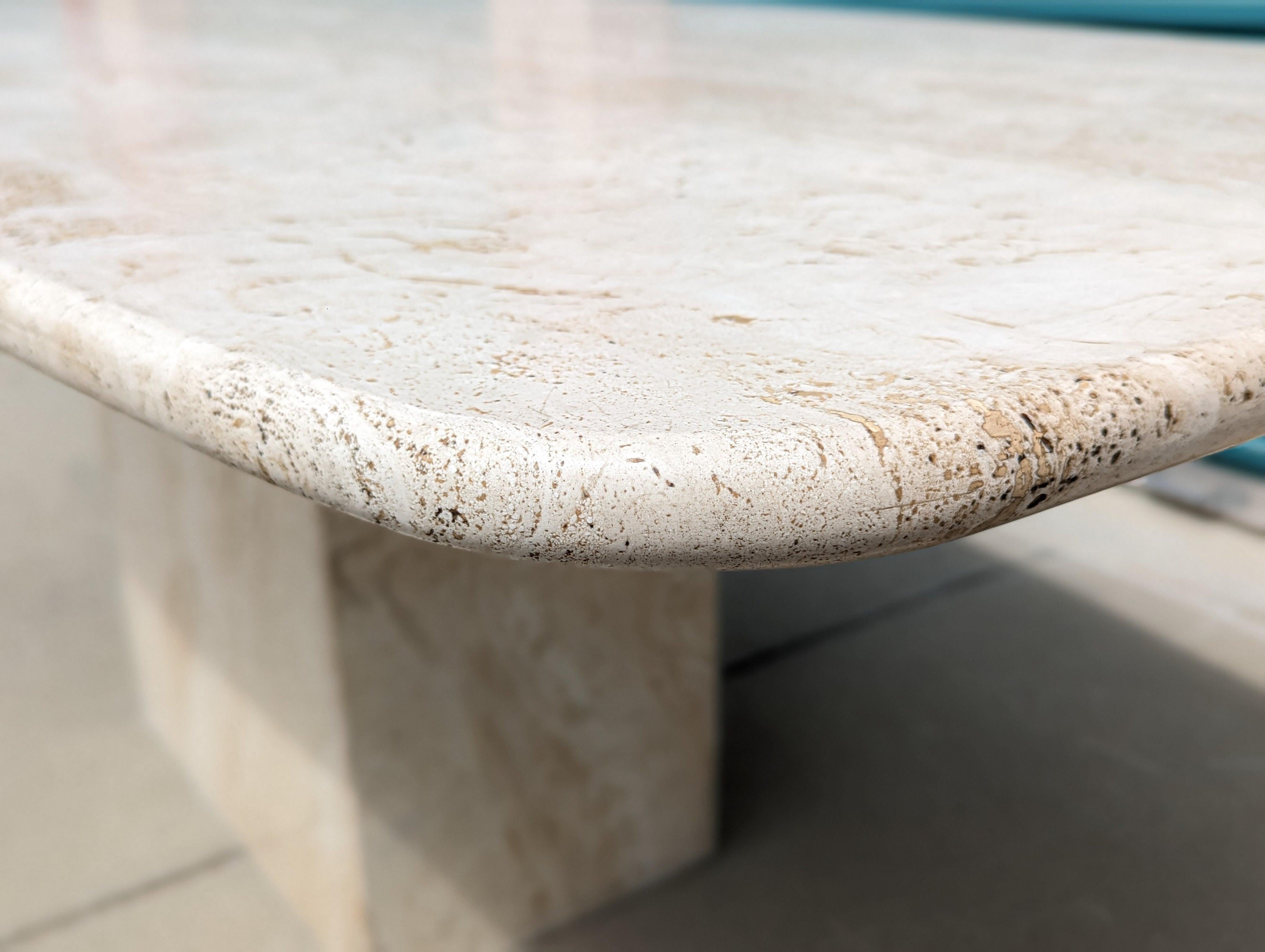 Postmodern Solid Travertine Dining Table by Stone International, c1970s ...