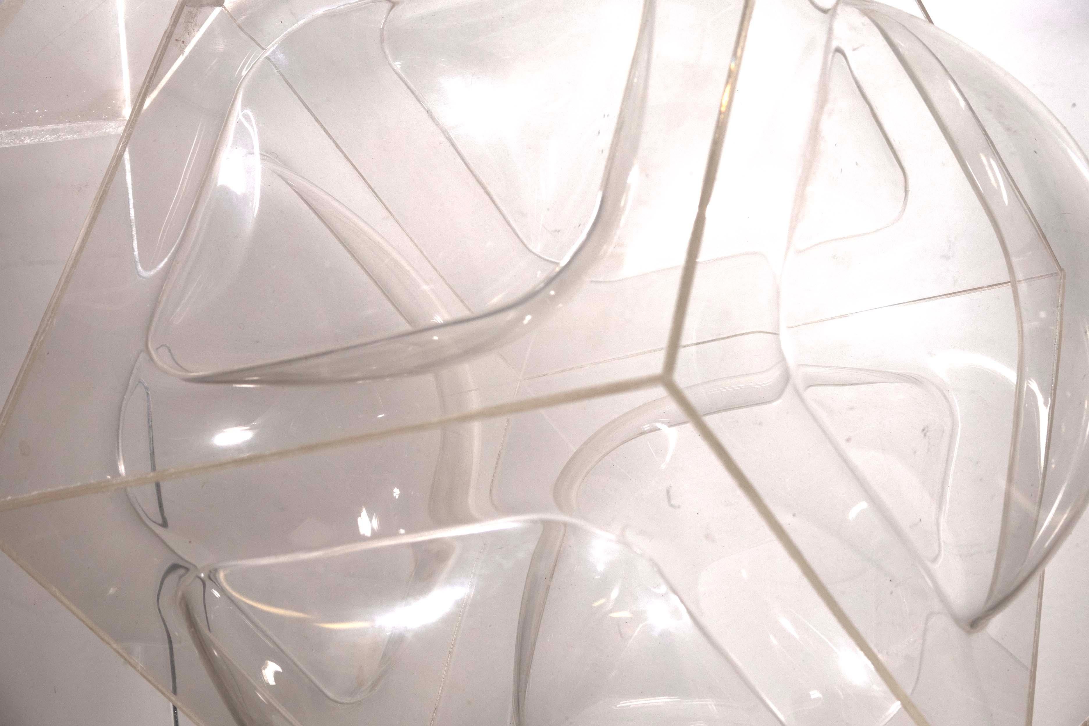 Postmodern Space Age Mod Lucite Acrylic Floating and Rotating Cube ...